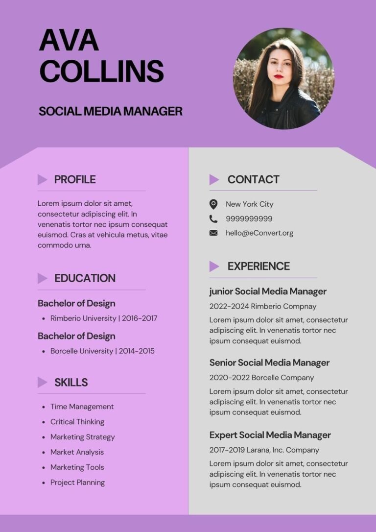 Canva Resume Templates Free Download in Word (Editable & ATS-Friendly)